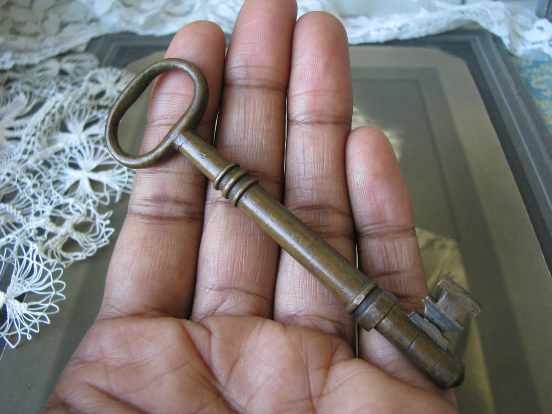 Antique Brass Skeleton Key, Large Brass Key, Antique Steampunk Key ...