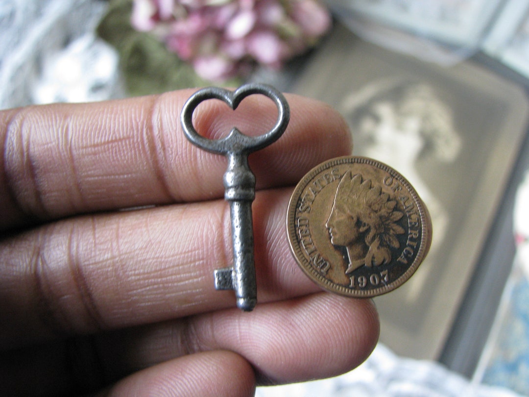 Miniature Key, Tiny Antique Key, Antique Heart Shaped Key, Antique ...
