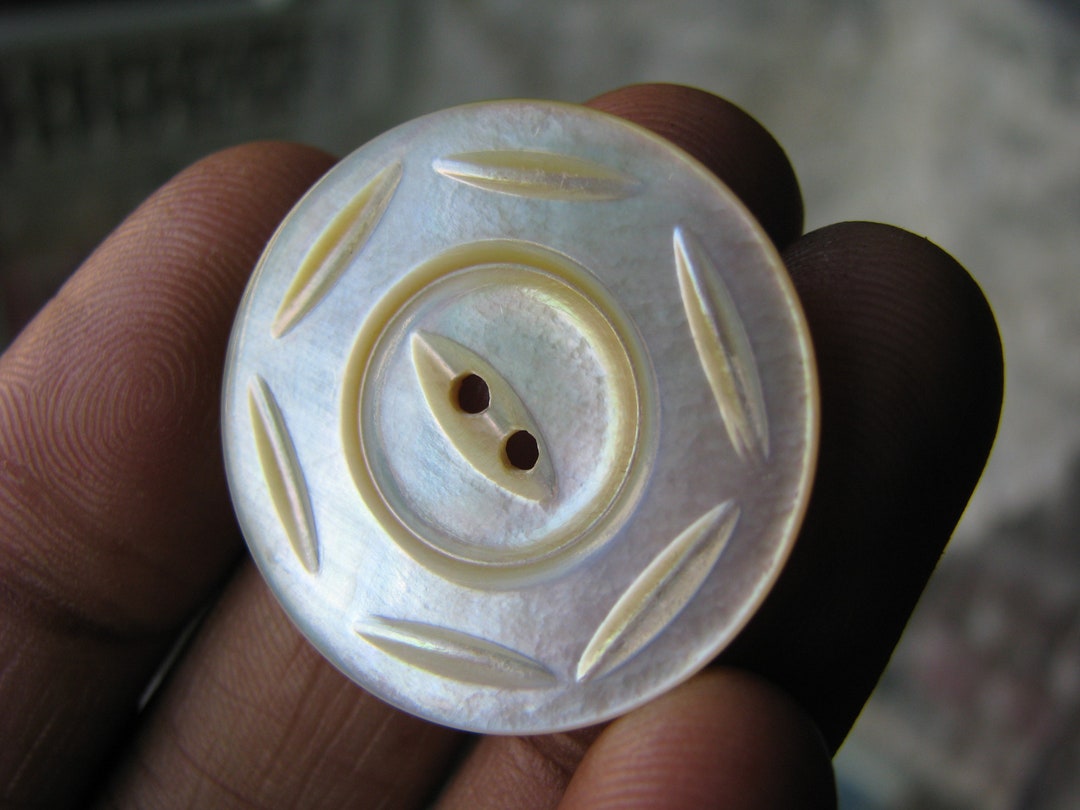 Antique Carved Shell Button, Antique Mother of Pearl Button, Mother of ...
