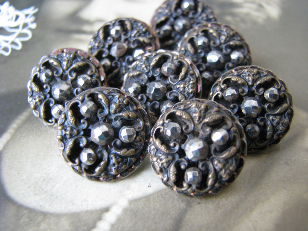 Antique Cut Steel Buttons, Victorian Cut Steel Buttons, Antique ...