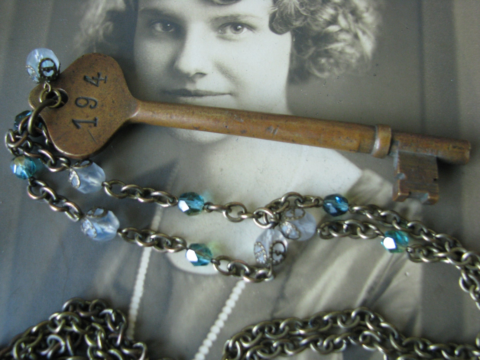 Antique Key Necklace Handmade Beaded Necklace Brass Key - Etsy