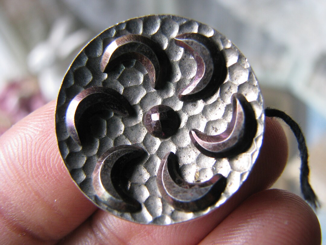 Antique Cut Steel Button, Victorian Cut Steel Button, Cut Steel Studded ...