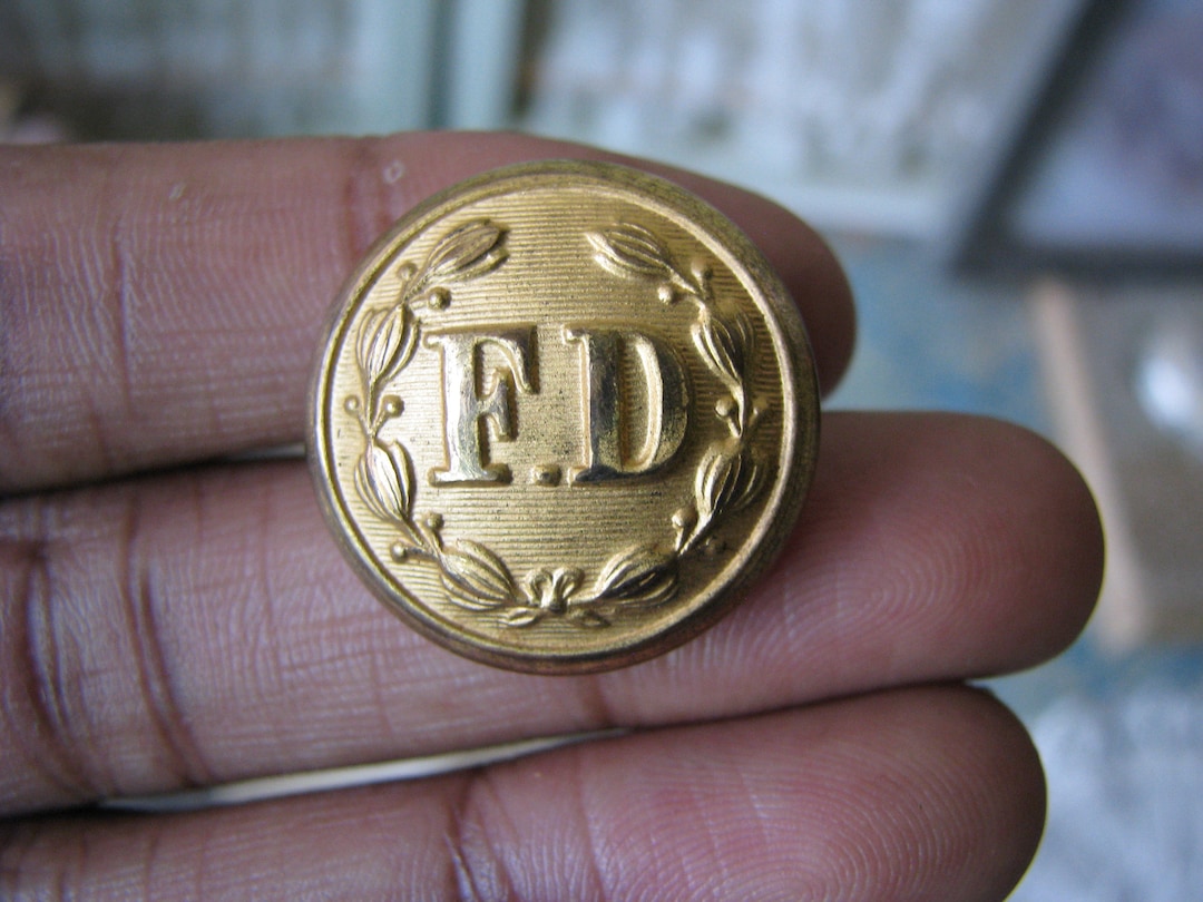 Antique Fire Department Button, Antique Brass Uniform Button, J. R ...