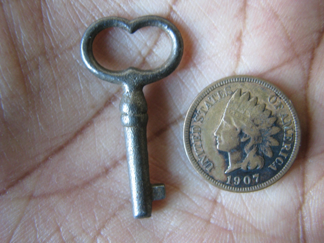 Small Miniature Key, Tiny Antique Key, Antique Heart Shaped Key ...