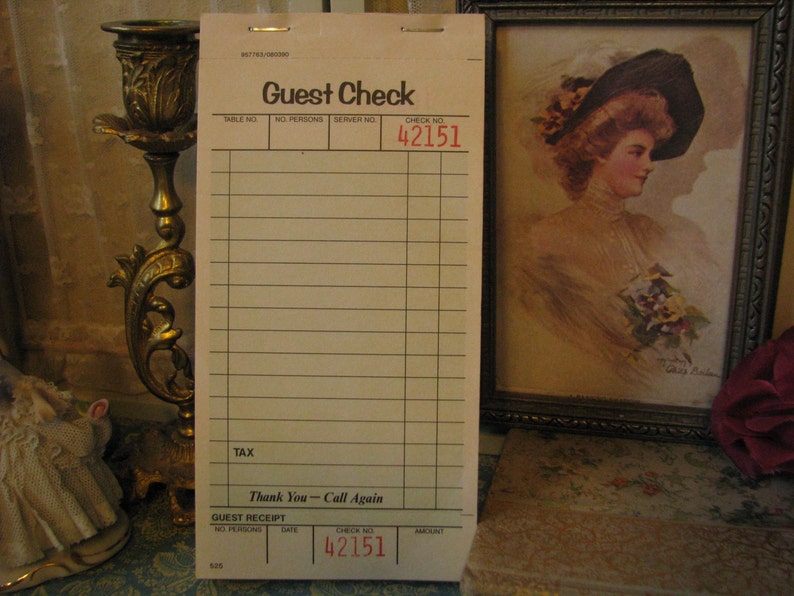 12 Vintage Diner Style Guest Check Slips Journaling Cards Junk | Etsy