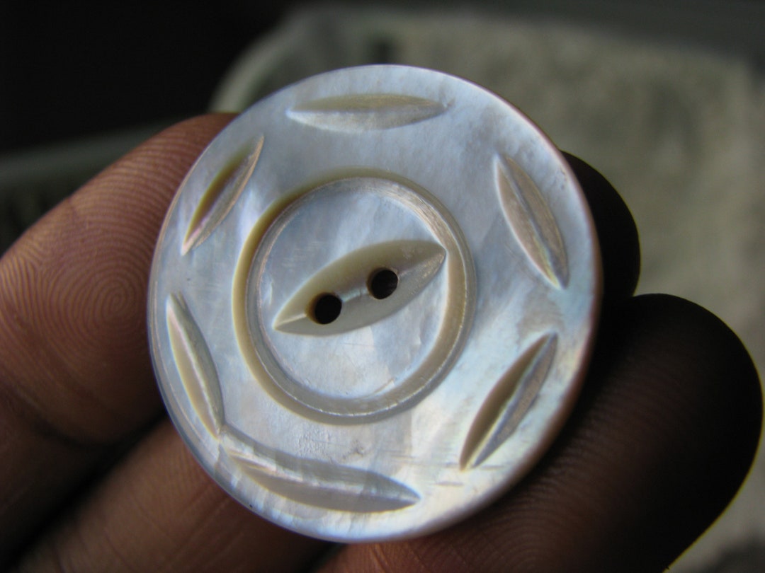 Antique Carved Shell Button, Antique Mother of Pearl Button, Mother of ...
