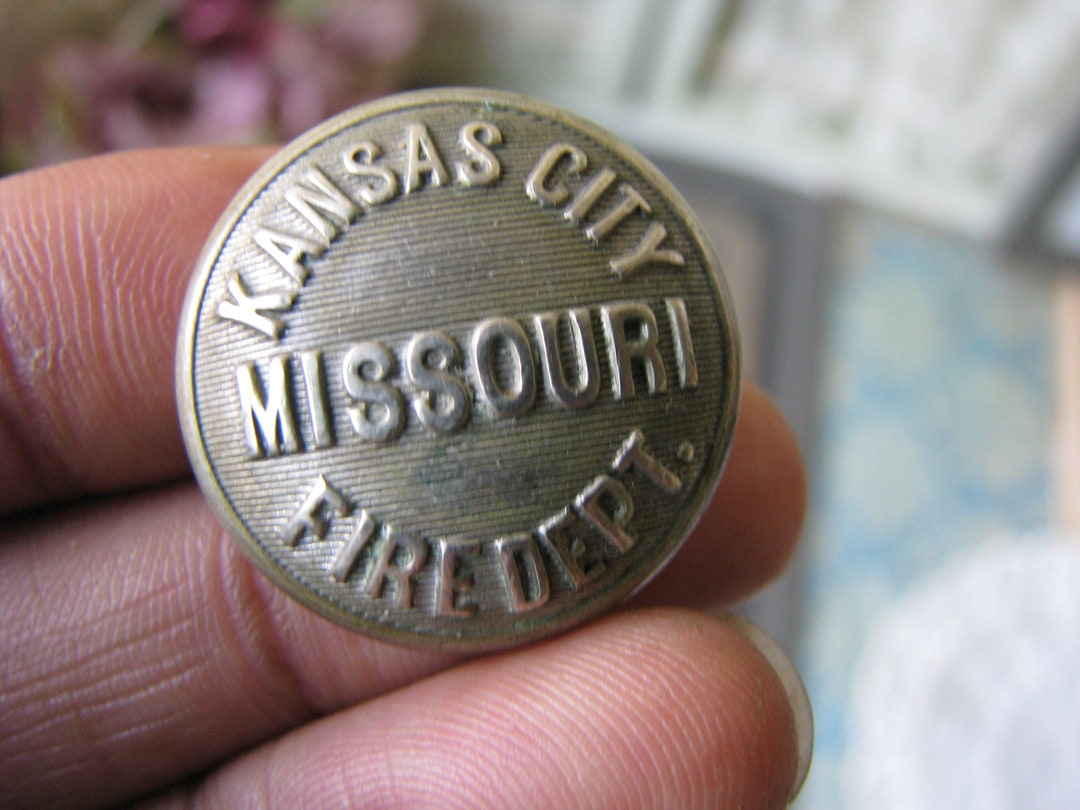 Antique Fire Department Button, Kansas City Fire Department, Scovill MF ...