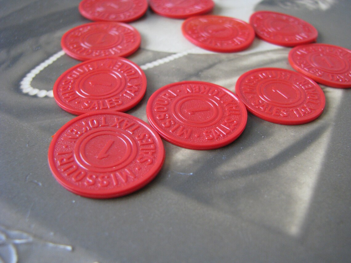Vintage Sales Tax Tokens Red Plastic Tokens 1940's Tax | Etsy