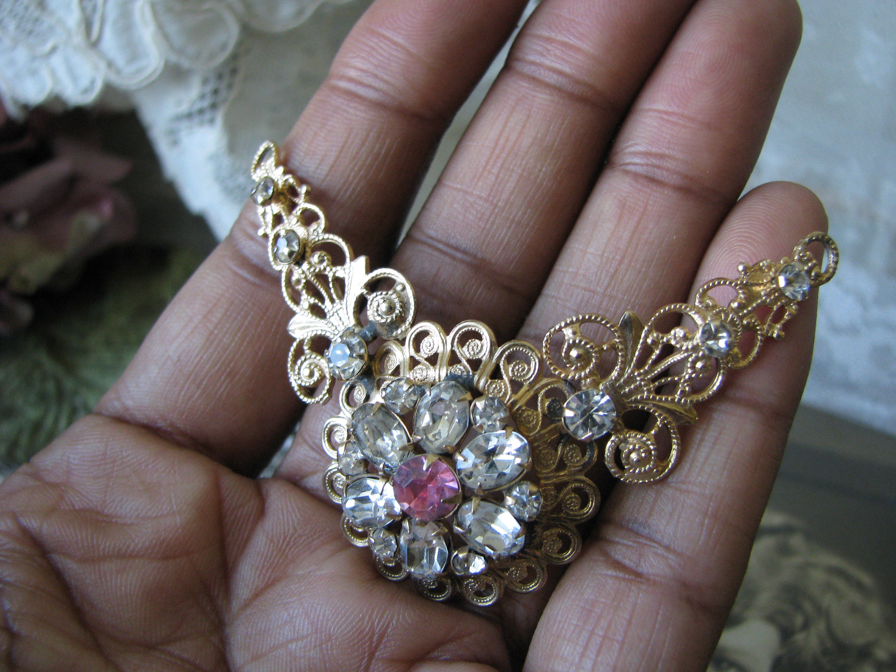 Art Deco Paste Pendant Art Deco Pendant Art Deco Filigree | Etsy