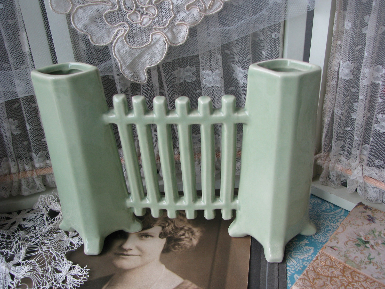 Art Deco Pickett Fence Pottery Vase, Double Bud Vase, 1930s Novelty - Etsy