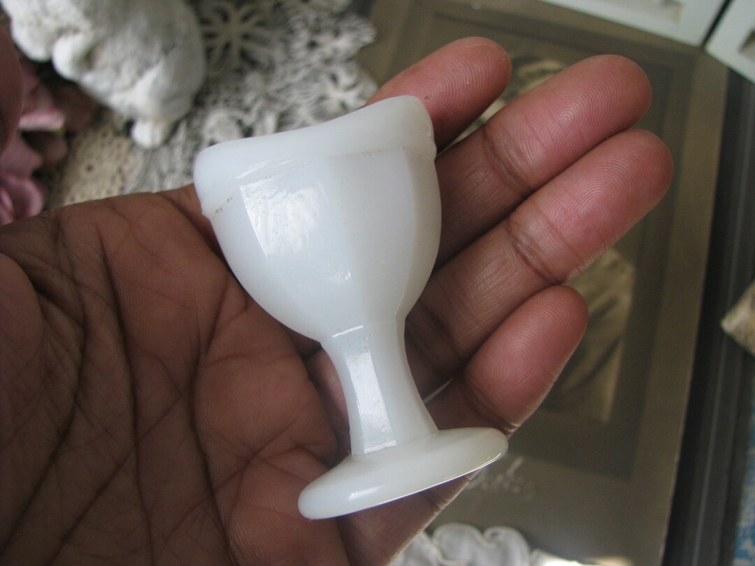 Antique Glass Eye Cup, 1910's Eye Medicine Cup, Milk Glass Glass Eye ...