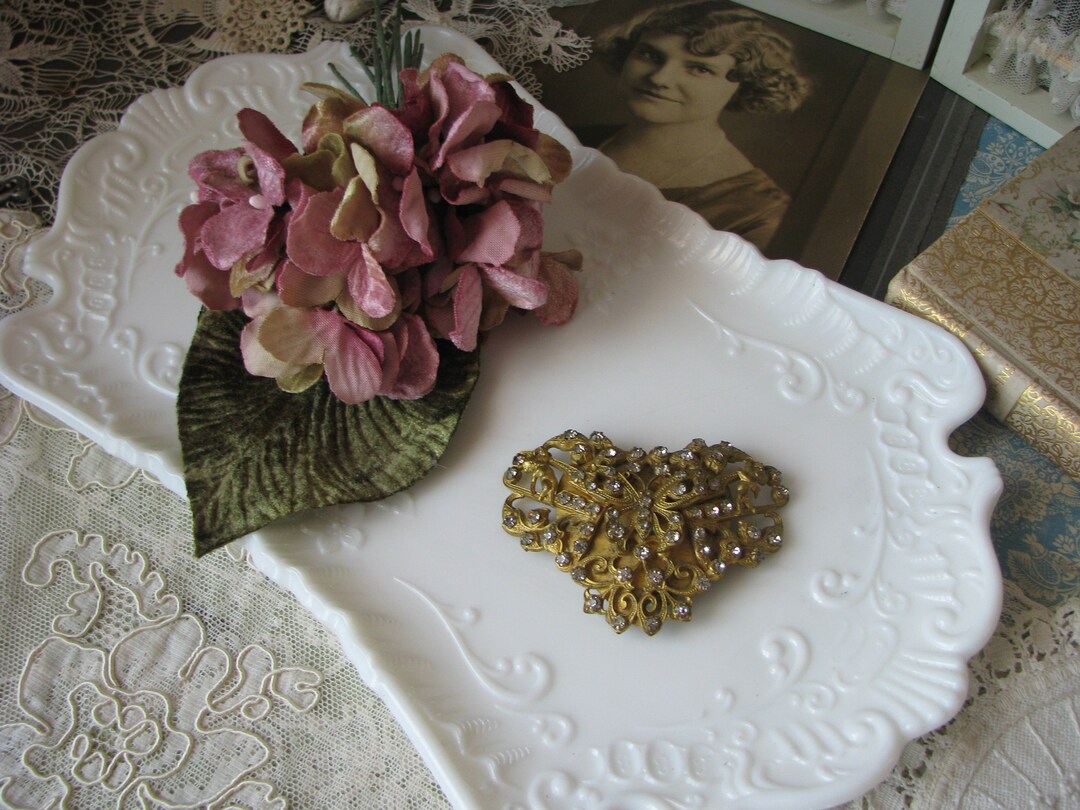 Large Antique Milk Glass Pin Tray, Victorian Pin Tray, Antique Vanity ...