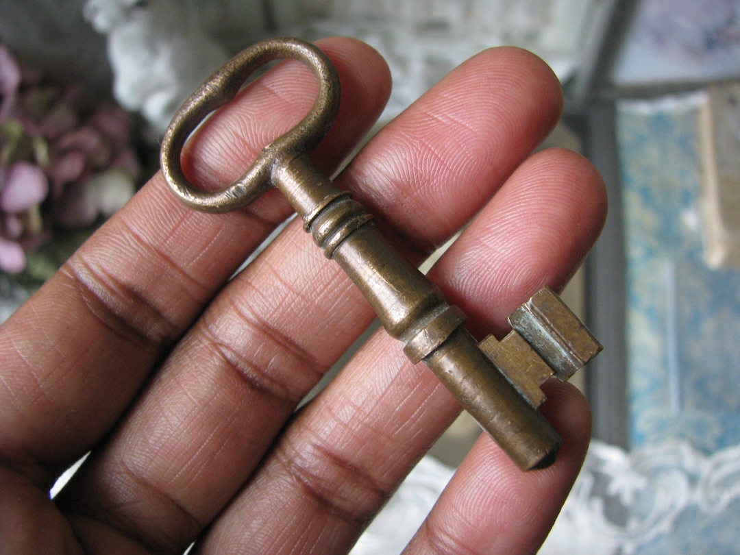 Antique Brass Key, Brass Skeleton Key, Large Brass Key, Antique ...