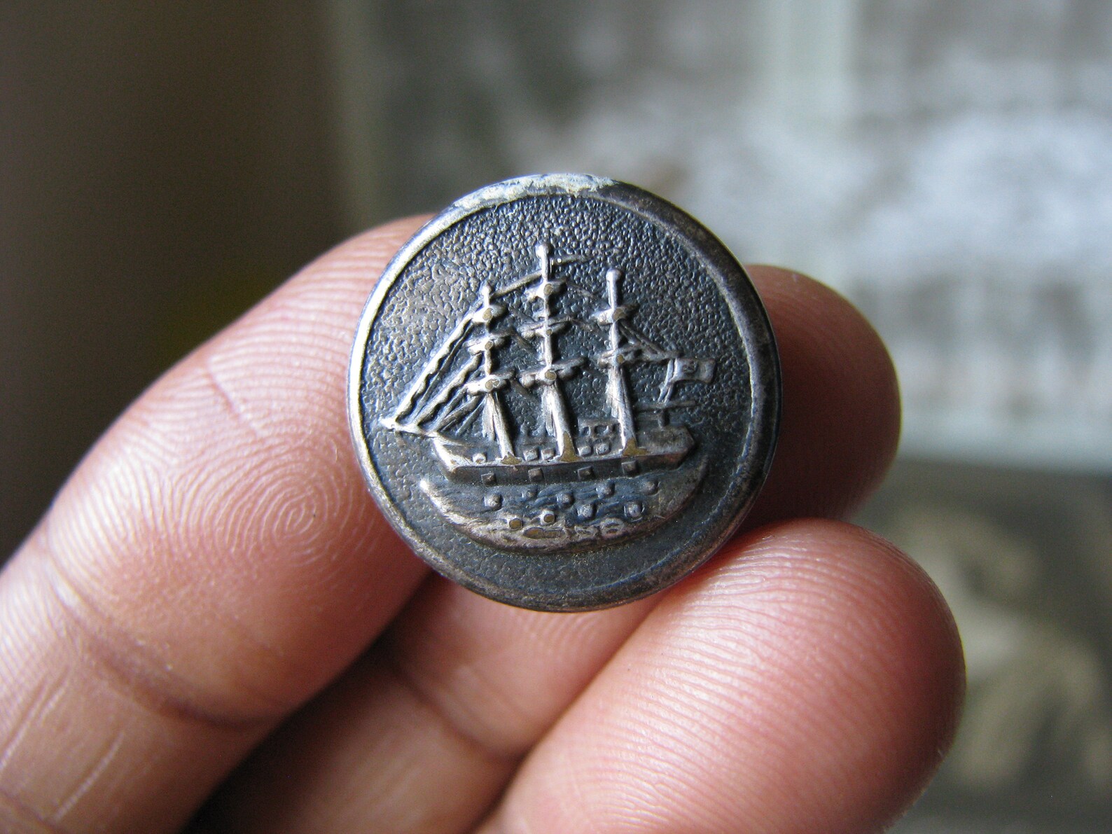 Victorian Silver Plated Ship Picture Button, Antique Sewing Notions - Etsy
