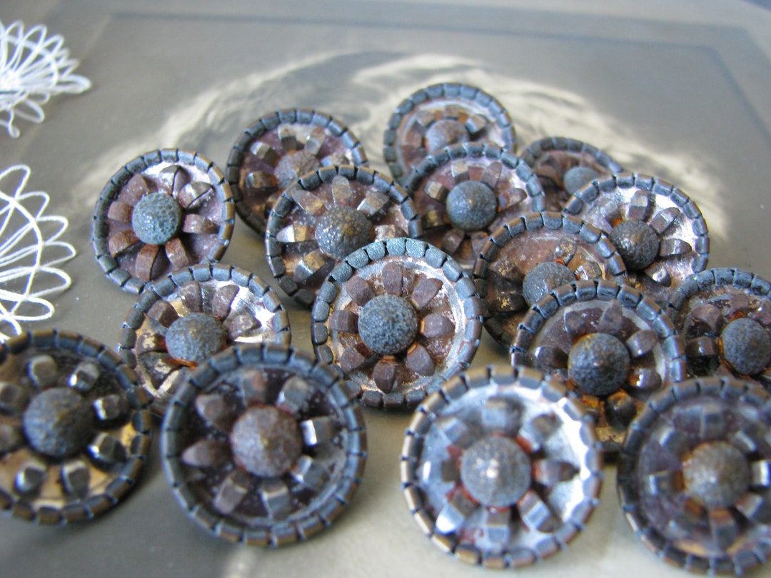 Antique Cut Steel Button, Victorian Cut Steel Button, Ornate Cut Steel ...