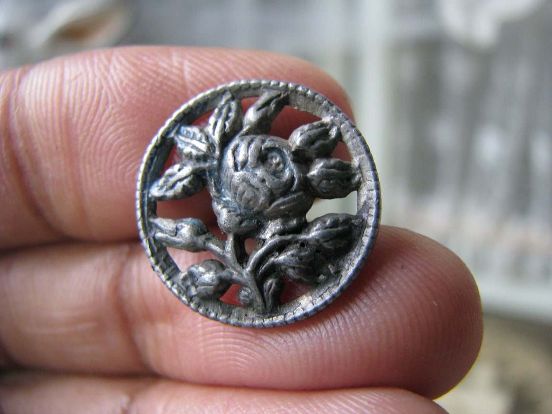 Antique Pewter Button, Antique French Button, Victorian Pewter Button ...