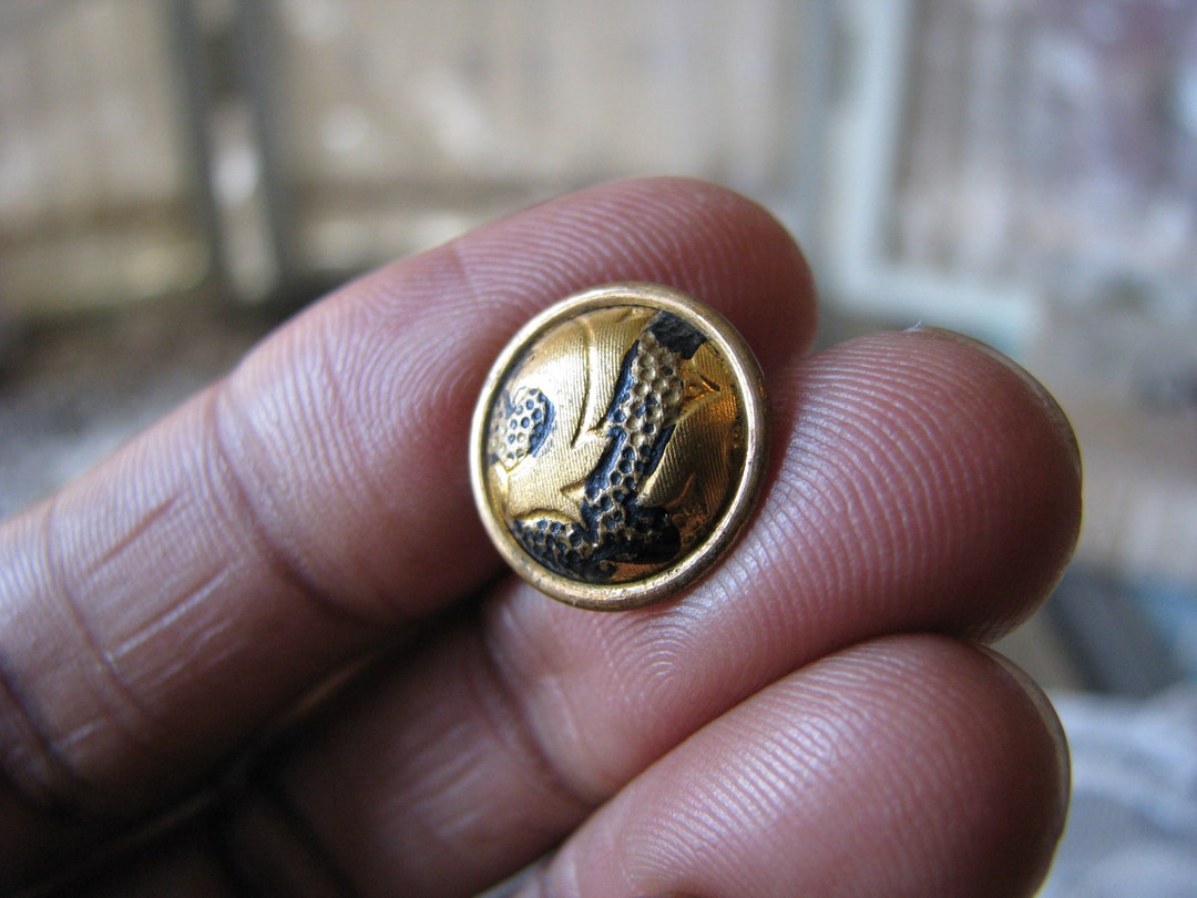 Antique Golden Age Button, Chased Brass Button, Gold Gilt Button ...