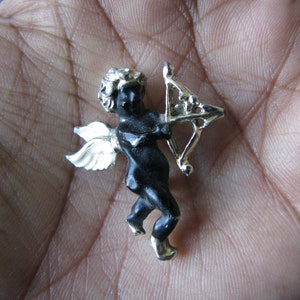 Vintage Cherub Pin, Vintage Cherub Brooch, Black Cherub Brooch, 1950's ...