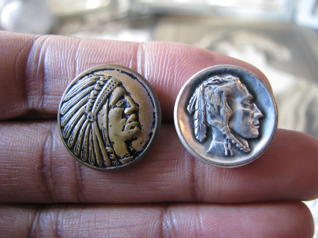Antique Picture Buttons, Indian Head Buttons, Picture Buttons, Indian ...