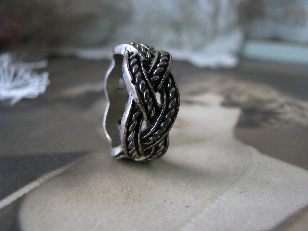 Cast Copper Ring, Copper Rope Ring, Braided Rope Ring, Silver Plated ...