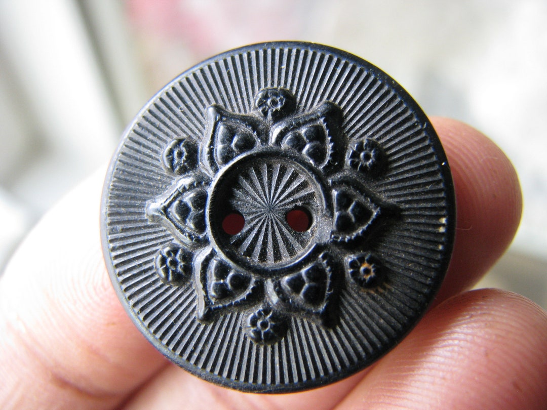 Antique Mourning Button, Victorian Mourning Button, Gutta Percha Button ...