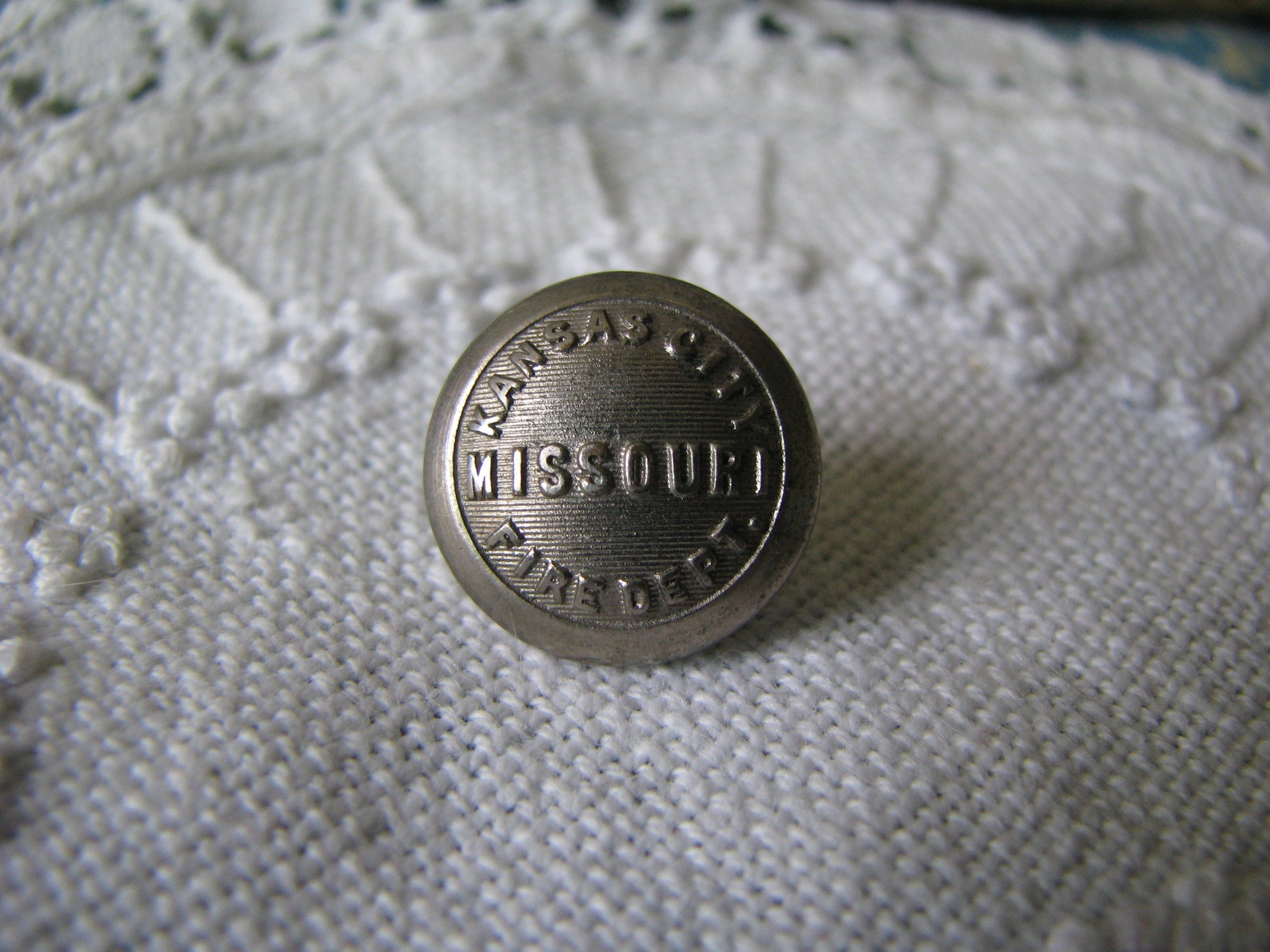 Antique Fire Department Button, Kansas City Fire Department, Superior ...