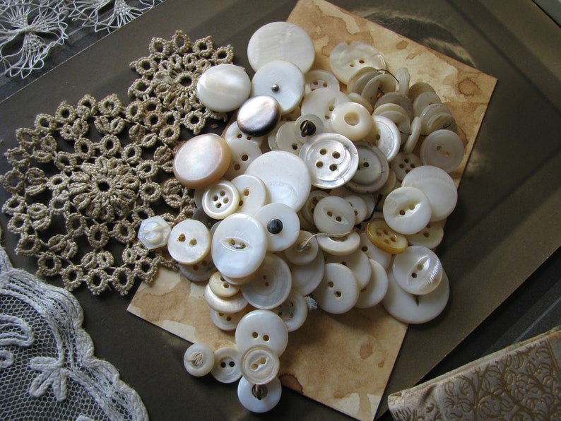 Sewing & Fiber Antique Sewing Buttons 100 Antique Shell Buttons 100 ...