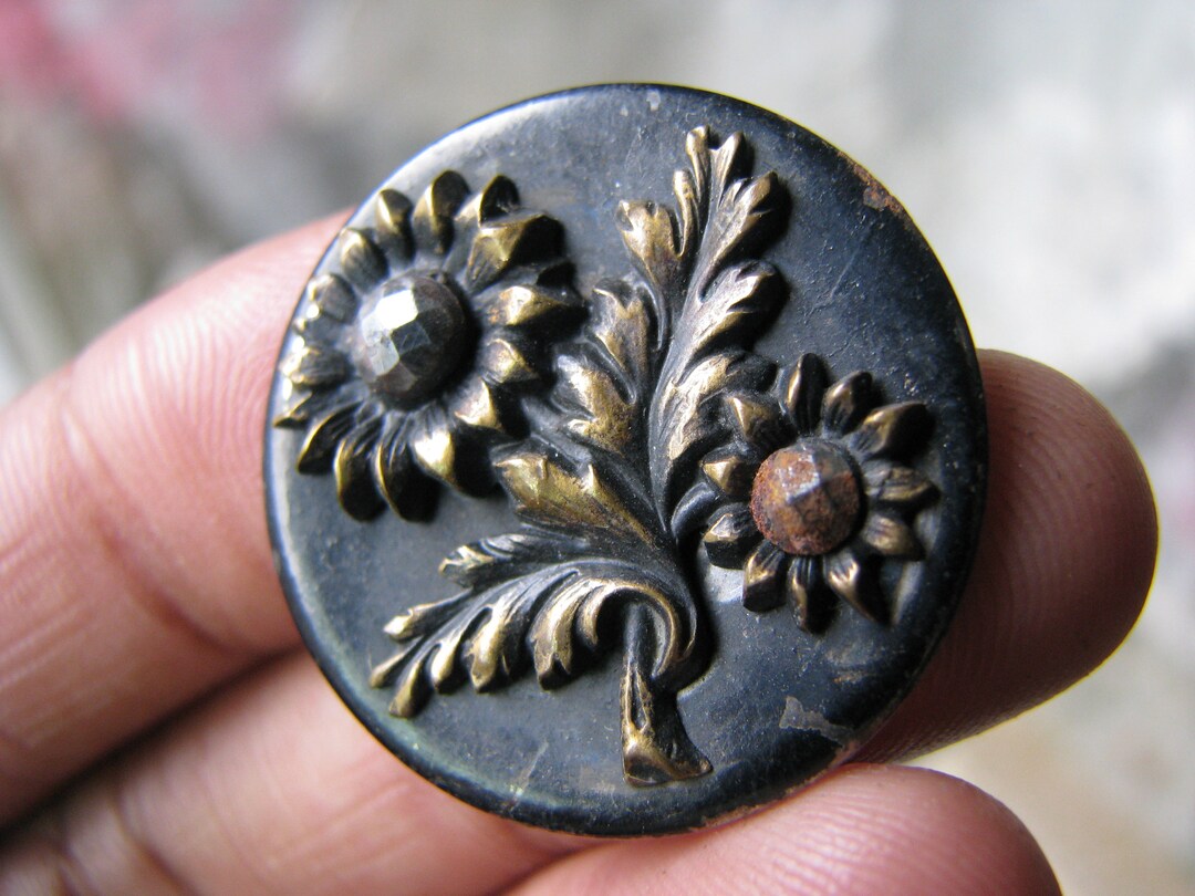 Antique Cut Steel Button, Victorian Cut Steel Button, Cut Steel Studded ...