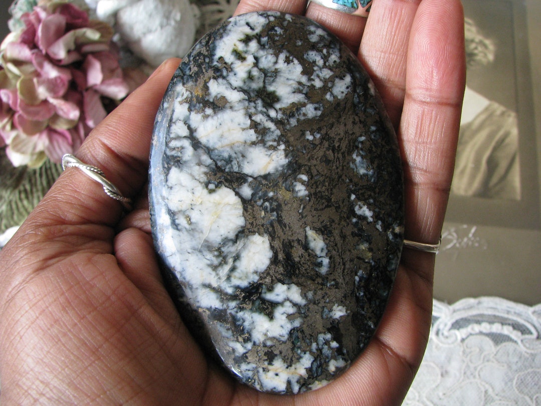 Large Antique Cabochon, Antique Jasper Cabochon, Pyrite Jasper Cabochon ...