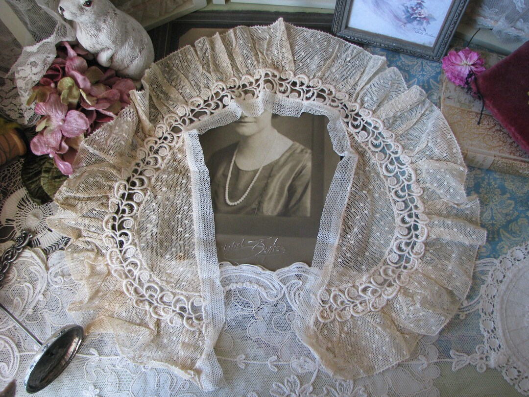 Antique Lace Collar, Victorian Lace Collar, Ladies Lace Collar, Dotted ...