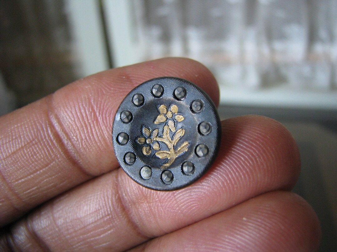 Antique Cut Steel Button, Victorian Cut Steel Button, Ornate Cut Steel ...
