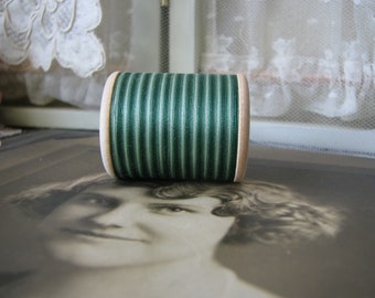 1 Large Antique French Wood Spool Ombre Blue Yellow Brown Green Silk ...