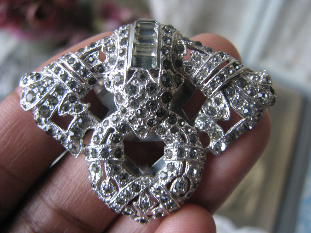Art Deco Paste Dress Clip, Vintage Rhinestone Brooch - Etsy
