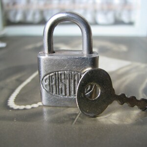 Vintage Brass Small Padlock & Key, Bristol's Padlock, Vintage Miniature ...