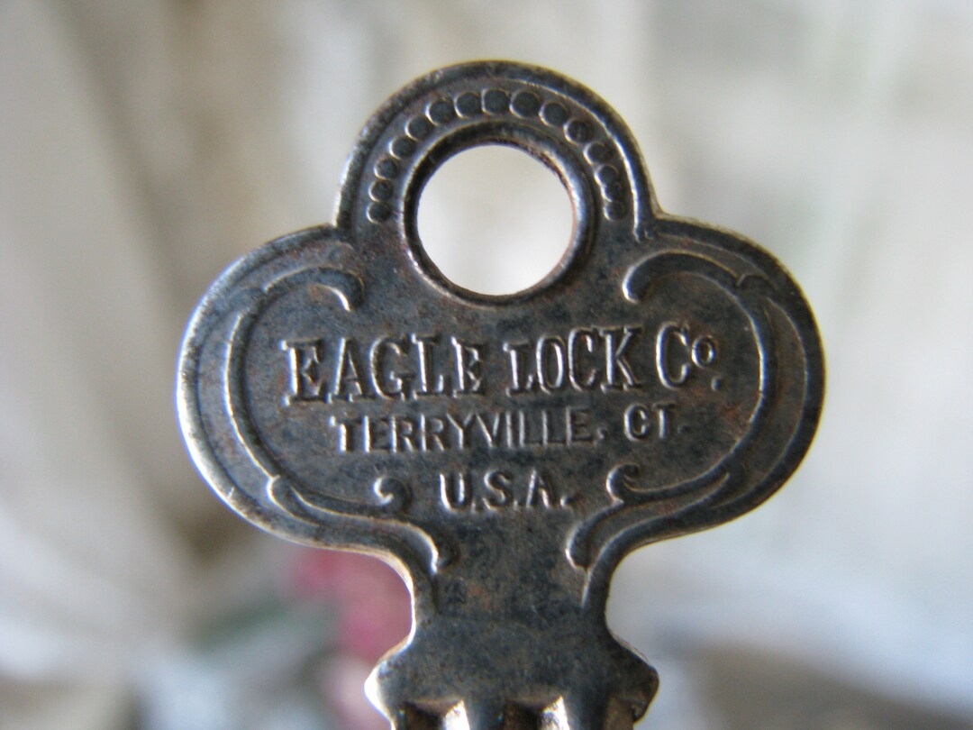 Antique Flat Key, Eagle Lock Co., Flat Brass Key, Antique Pin Tumbler ...