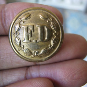 Antique Fire Department Button, Antique Brass Uniform Button, J. R ...