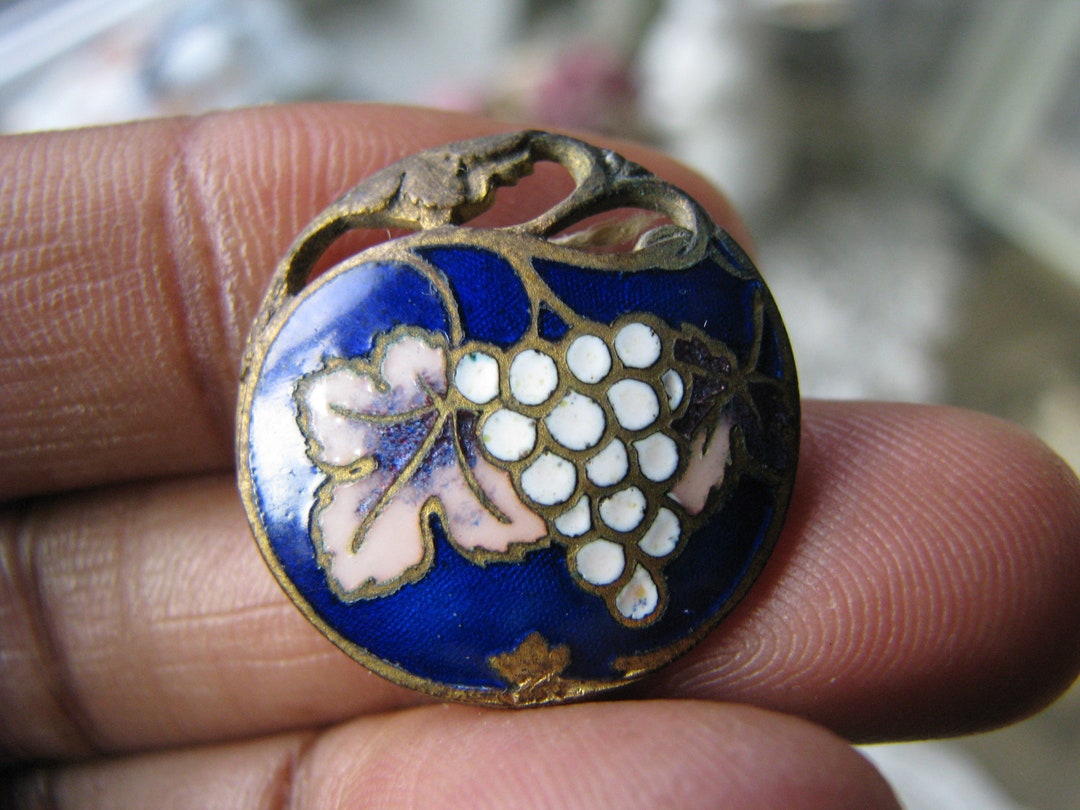 Antique Art Nouveau Button, Antique Enamel Button, Antique Grapes ...