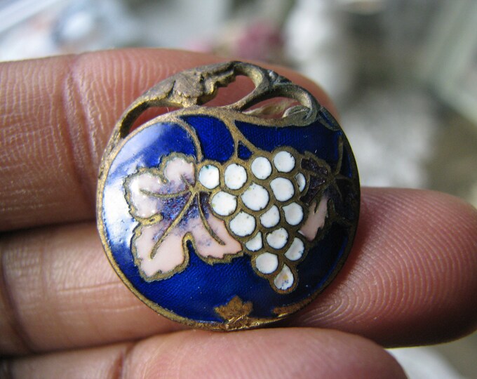 Antique Art Nouveau Button, Antique Enamel Button, Antique Grapes ...