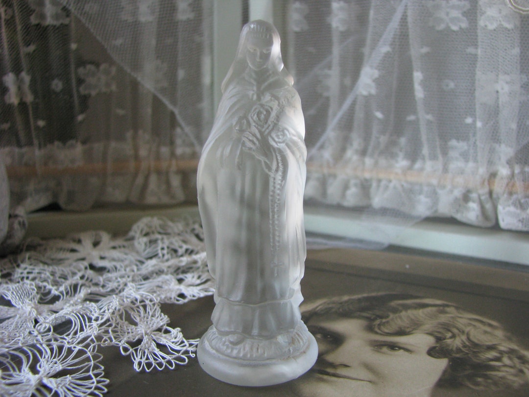 Antique Virgin Mary Statue Satin Glass Statue Mother Mary - Etsy