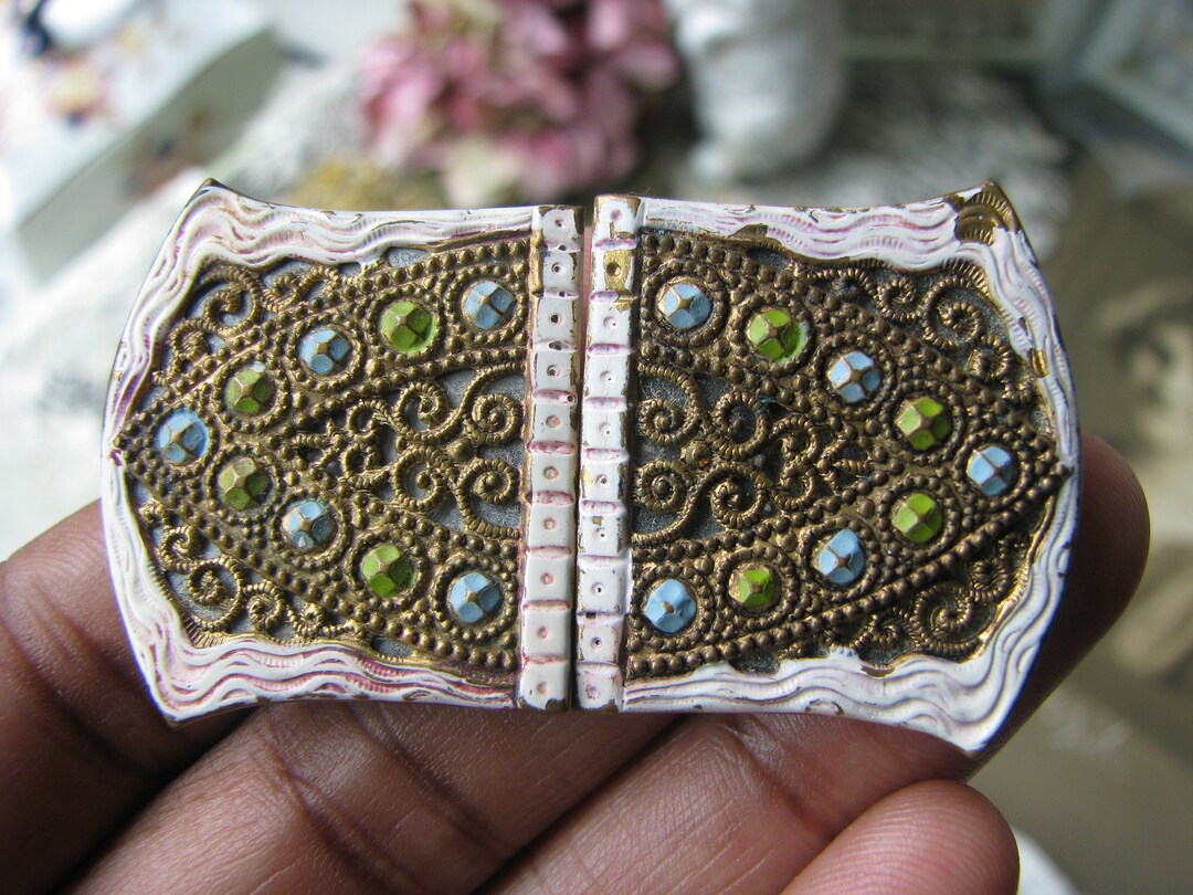 Antique Belt Buckle, Czech Belt Buckle, Filigree Belt Buckle, Faux ...