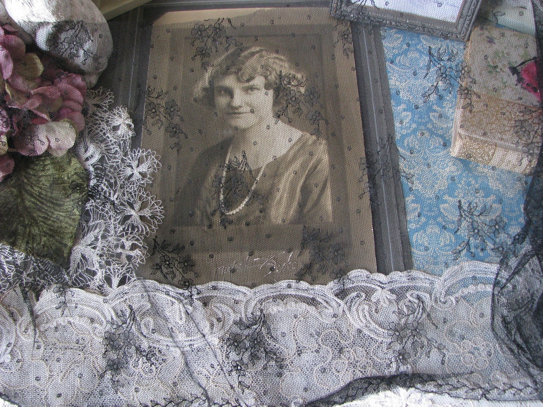 Victorian Mourning Lace, Antique Black Lace, Antique Chantilly Lace ...