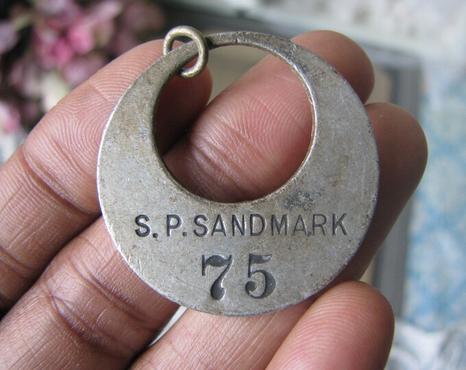 Antique Number Tag, Numbered Key Fob Tag, Numbered Hardware Tag ...