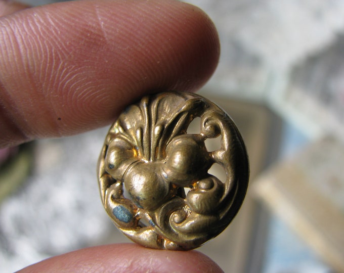 Antique Flower Button, Antique French Button, Art Nouveau Button, Brass ...