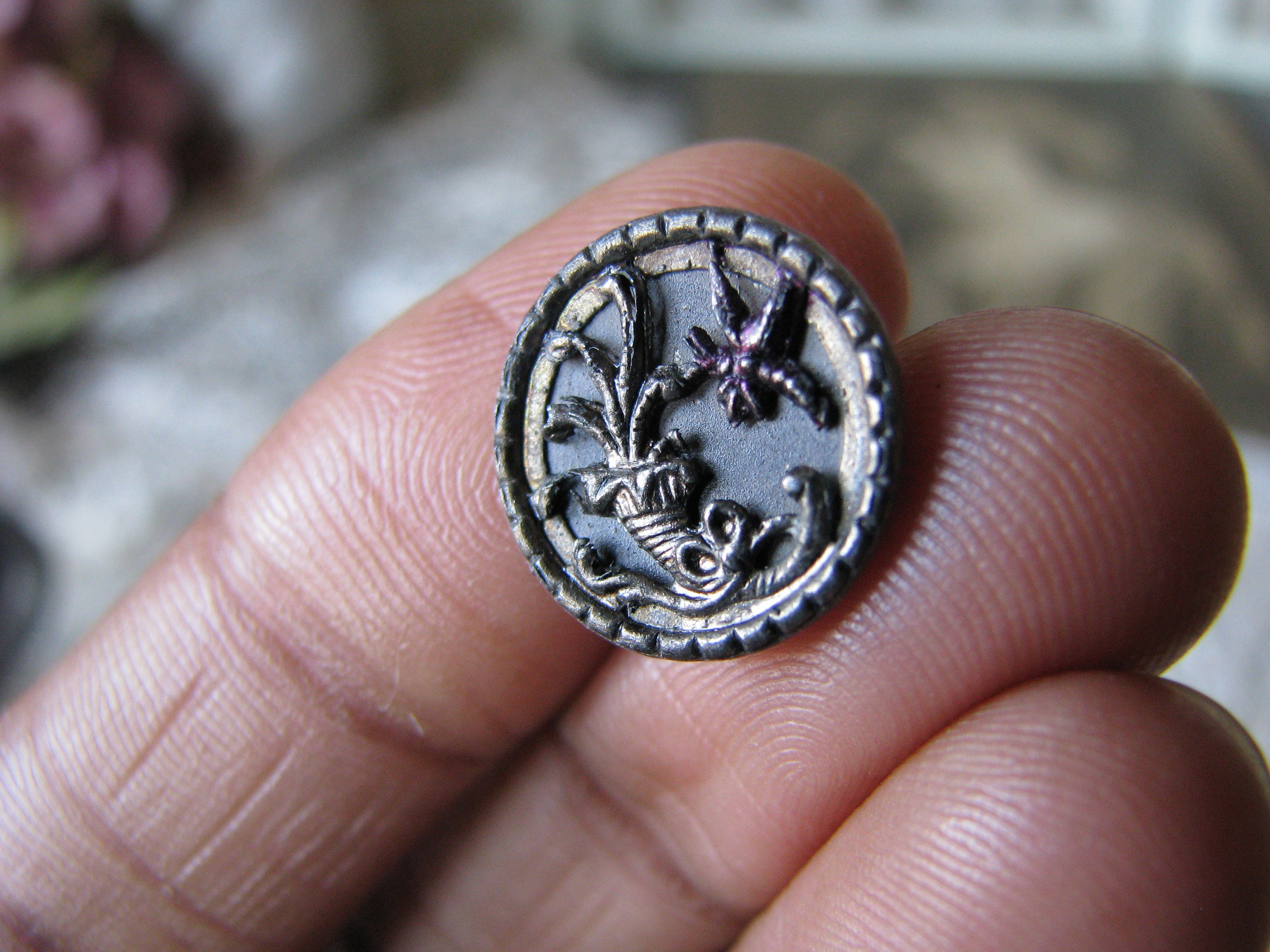 Antique Tin Button, Victorian Picture Button, Antique Picture Button ...