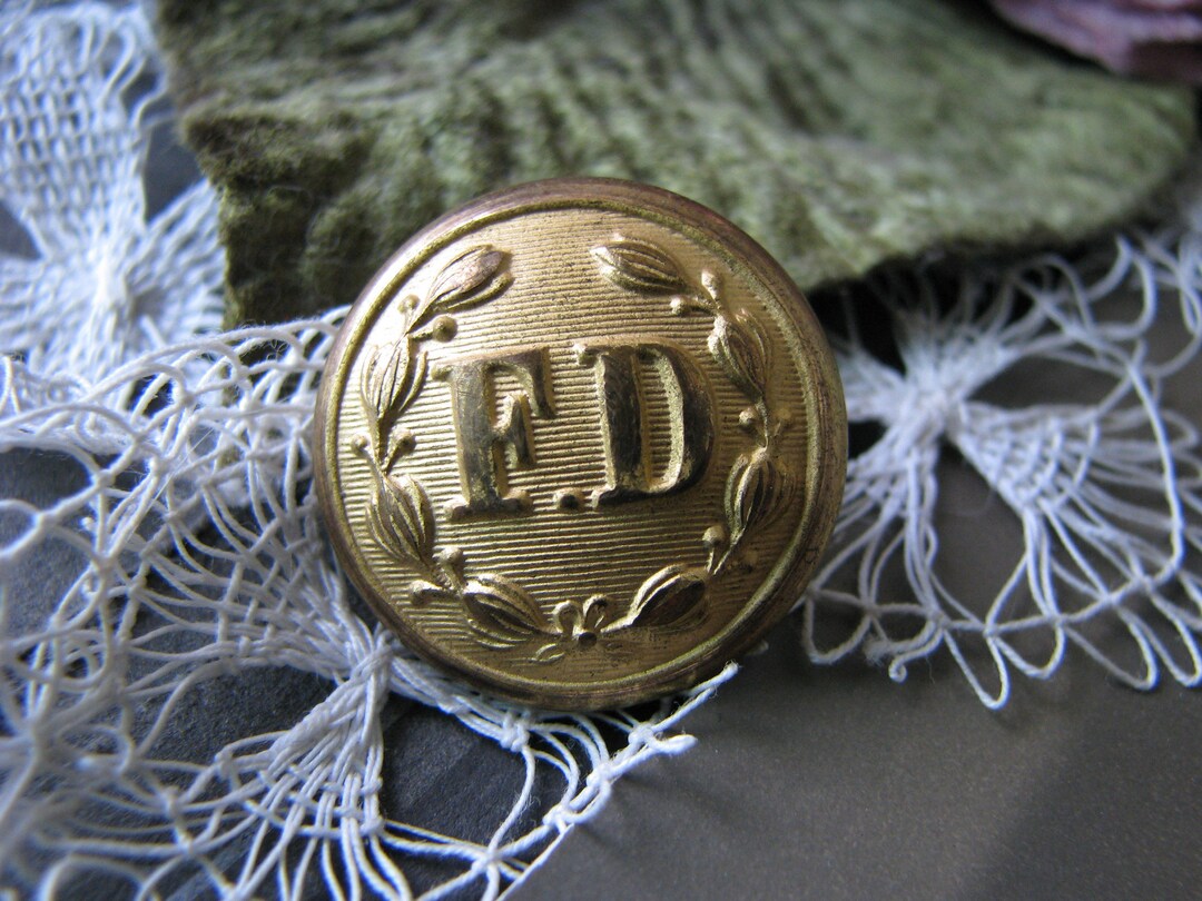 Antique Fire Department Button, Antique Brass Uniform Button, J. R ...