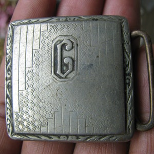 Initial Belt Buckle, Antique Belt Buckle, Nickel Silver Belt Buckle ...