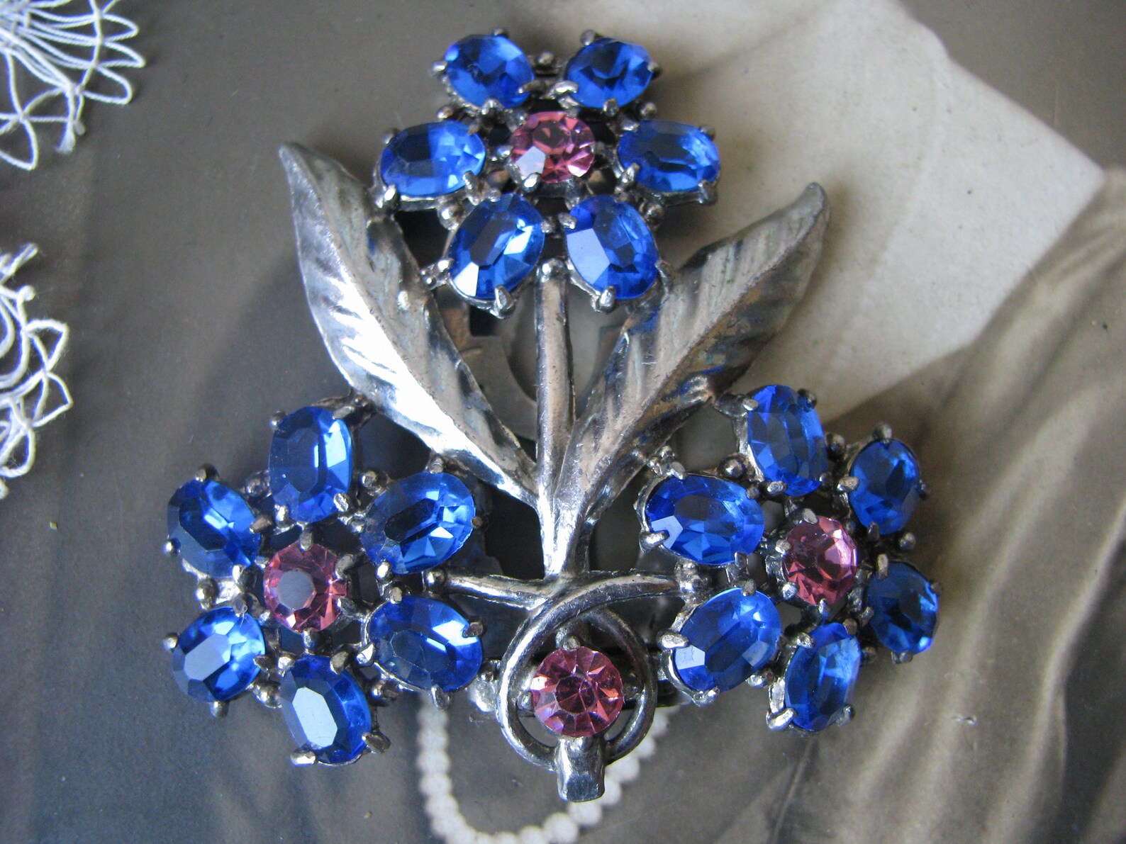 Art Deco Paste Dress Clip Pot Metal Flower Dress Clip Blue | Etsy