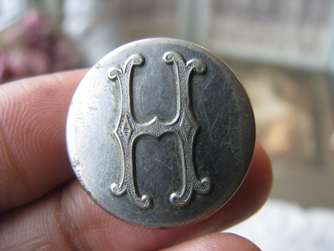 Antique Initial Button, Victorian Initial Button, Letter H Button ...