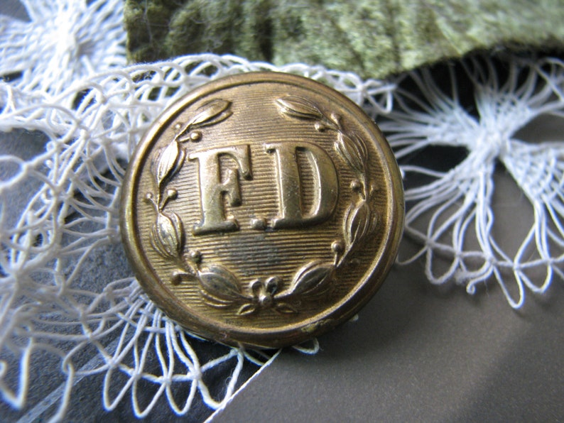 Antique Fire Department Button Antique Brass Uniform Button | Etsy
