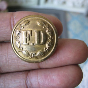 Antique Fire Department Button, Antique Brass Uniform Button, J. R ...